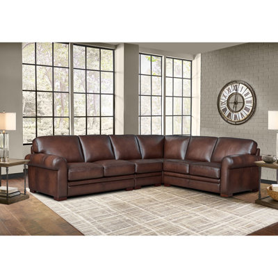 Wade Logan® Bucurel Genuine Leather Modular Corner Sectional & Reviews ...
